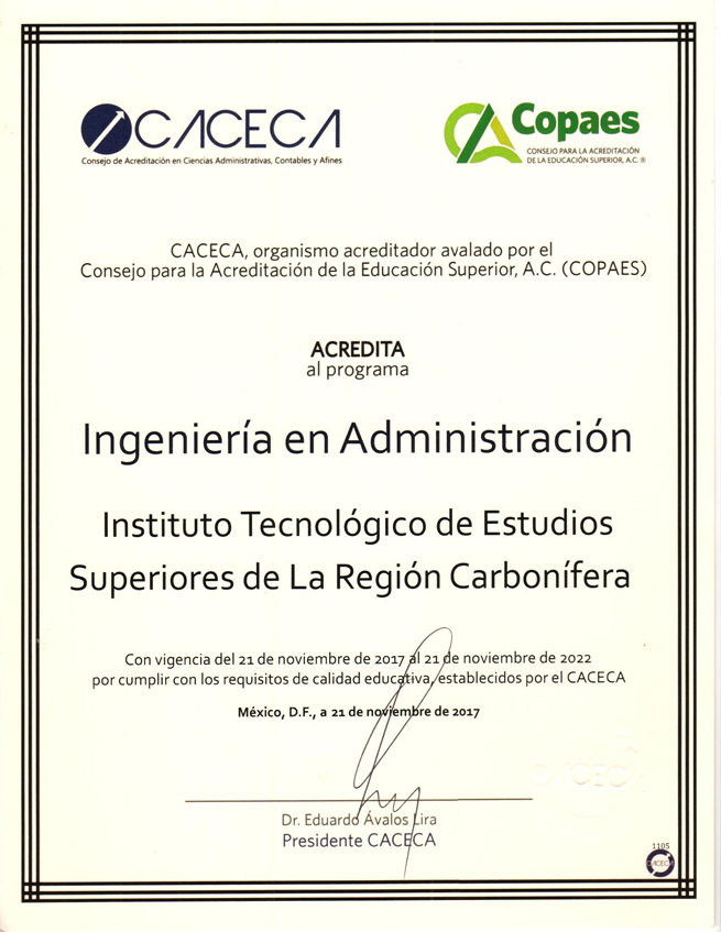 TecNM | Campus Tec Carbonífera | Acreditaciones y Certificaciones